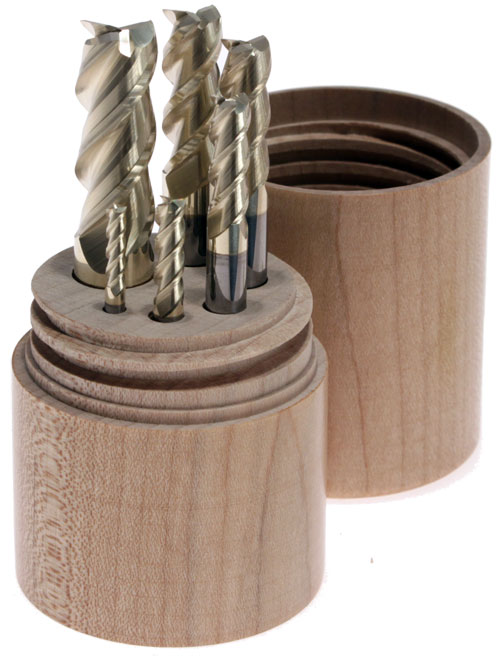 Carbide End Mill Sets in Wooden Stands | Carbide End Mills Sets